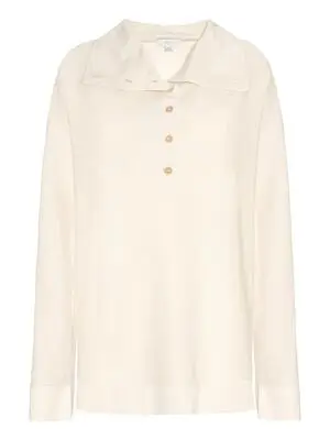 Malo Piqué Virgin Wool-silk Jumper - Ivory