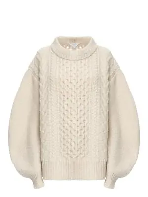 Malo Aran Virgin Wool-cashmere Crewneck Sweater - Ivory