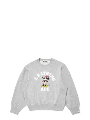 A BATHING APE X Disney Minnie Mouse College Crewneck Sweatshirt - Gray