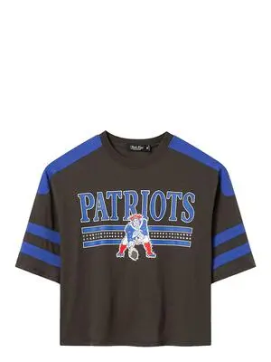 Junk Food Clothing New England Patriots Striped Bling Crop T-shirt - True Black