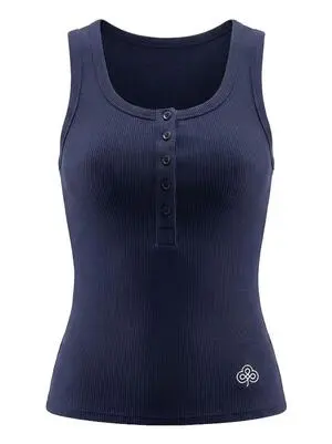 BE ATHLETICA Essentials Henley Tank Top - Blue