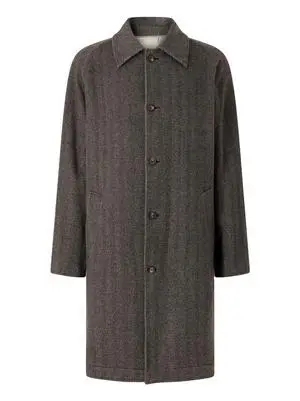 Eleventy Herringbone Cashmere Overcoat - Brown