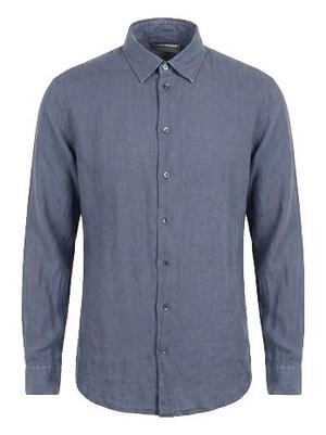 Emporio Armani Shirt Slate Size Linen - Blue