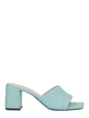LORIBLU Turquoise Leather Slide Sandals - Blue