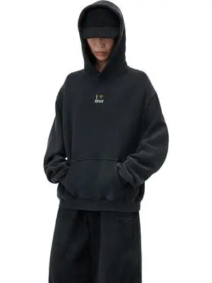 Alexander Wang Crystal Hotfix Hoodie - Washed Black