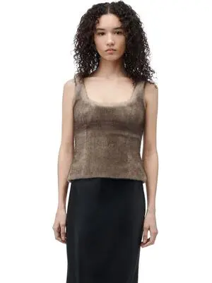 Alexander Wang Faux Fur Fitted Tank - Grey