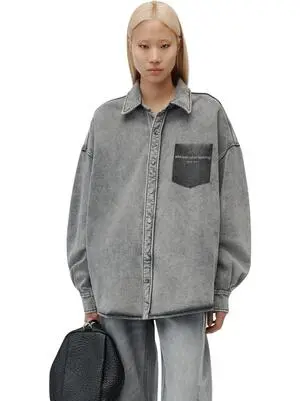 Alexander Wang Alexander Wang Shadow Pocket Button Down Shirt Washed Grey