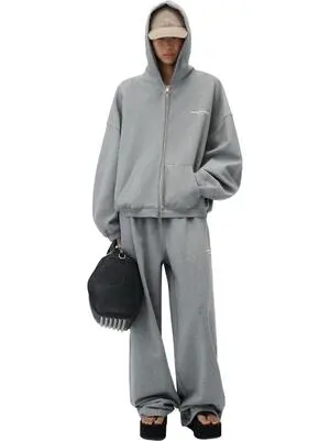 Alexander Wang Logo Print Relaxed Wide-leg Sweatpants - Sidewalk