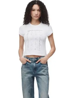 Alexander Wang Crystal Graphic Fitted Short Sleeve Tee - White