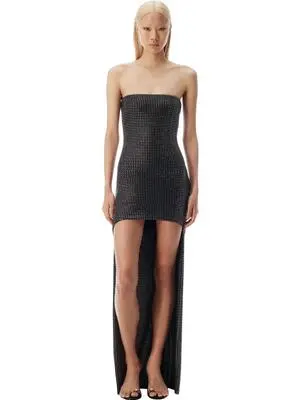 Alexander Wang Crystal Hotfix Strapless High-low Mini Dress - Black