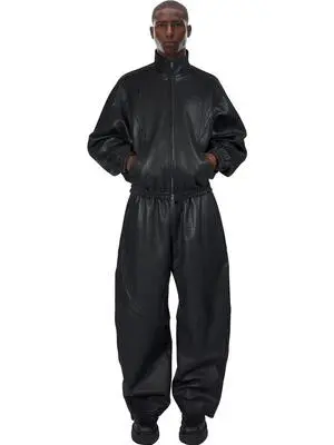 Alexander Wang Track Pant In Primal Lambskin Leather - Black