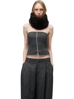 Alexander Wang Strapless Bustier Top With Crystal Trim - Charcoal