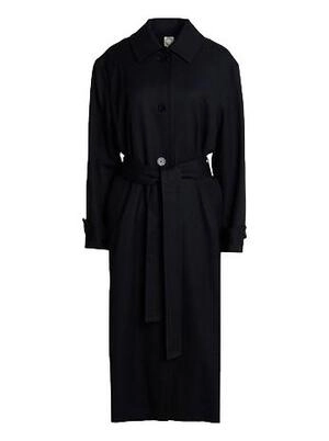 INES DE LA FRESSANGE PARIS Wool Trench Coat With Belt - Navy
