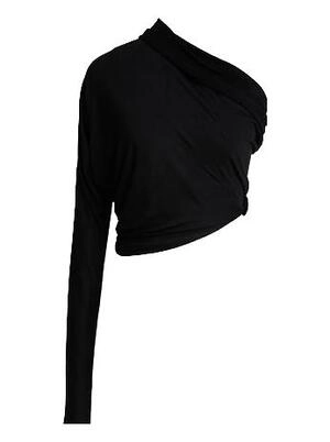 Rick Owens One-shoulder Gathered Jersey Top - Black