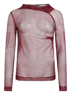 Liviana Conti Fishnet Long Sleeve Top - Red