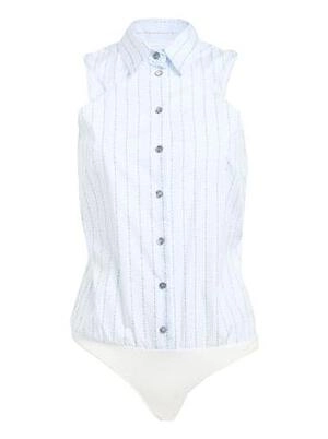 Patrizia Pepe Sleeveless Poplin Bodysuit - Blue