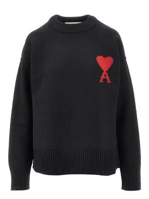 AMI Paris AMI De Coeur Crewneck Sweater Black