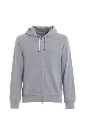 Brunello Cucinelli Zipped Drawstring Hoodie - Grey