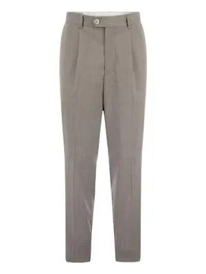 Brunello Cucinelli Virgin Wool Tailored Trousers - Gray