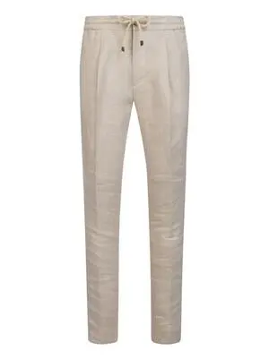 Brunello Cucinelli Straight-leg Linen Trousers - Nude