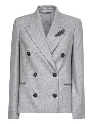 BRUNELLO CUCINELLI Brunello Cucinelli Monili Detailed Double-Breasted Blazer