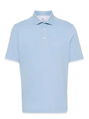 Brunello Cucinelli Layered-detail Polo Shirt Blue