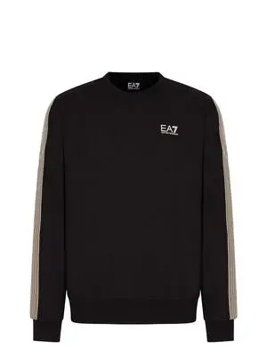 Emporio Armani Crewneck Sweatshirt With Side Stripe Detail - Black