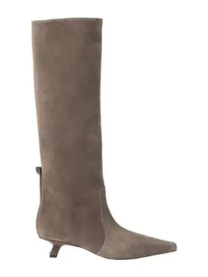 Brunello Cucinelli Suede Knee-high Boots With Embellishment - Green