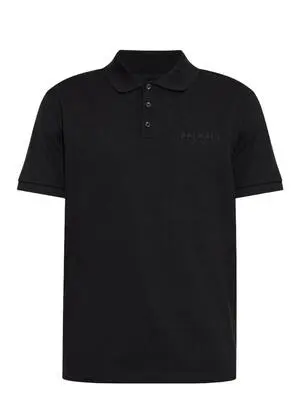 Balmain Logo-embroidered Polo Shirt - Black