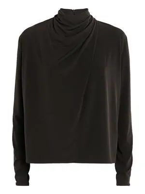 Vince Draped Cowl Neck Matte Jersey Top - Brown