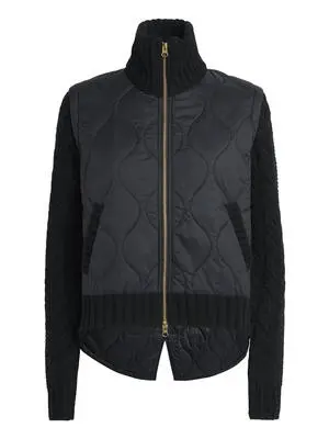 Veronica Beard Quilted Patra Jacket With Cable Knit Sleeves - Black