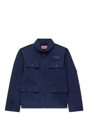 Kenzo Flying Boke Military Blouson In Cotton Twill - Blue-black
