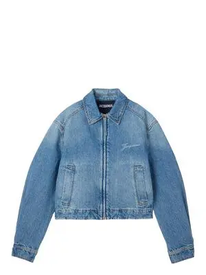 Jacquemus De-nîmes Canevas Zip-up Denim Jacket - Blue/tobacco