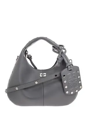GANNI Stud-embellished Leather Shoulder Bag - Grey