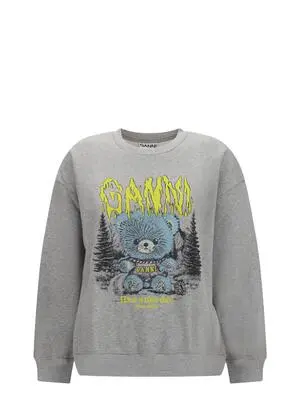 GANNI Ganni Printed Cotton Sweatshirt Grey