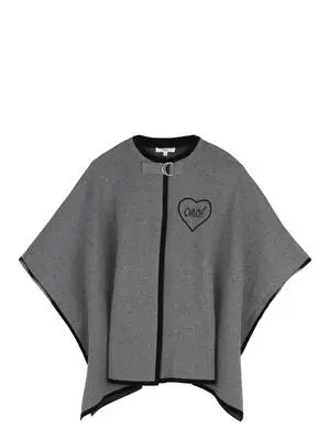 Chloé Embroidered Heart Buckled Cape - No