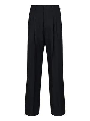 Dries Van Noten Straight-leg Wool Trousers With Double Pleat - Black