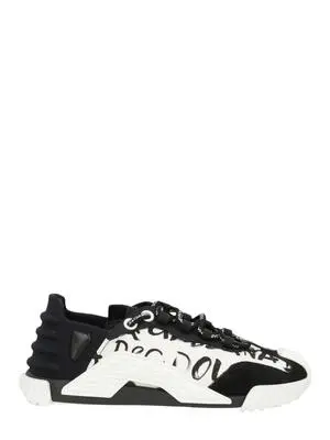 Dolce & Gabbana Two-tone Suede And Canvas Low-top Trainers - Black