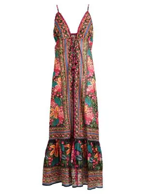 Farm Rio Floral Sleeveless Maxi Dress - Black