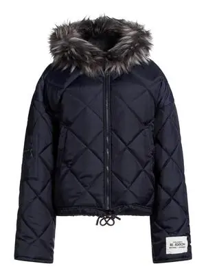 Dolce & Gabbana Quilted Hooded Puffer Jacket With Plush Trims - Black
