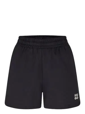 Hugo Boss Casual Elastic Waist Shorts With Side Print - Black