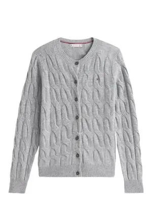 Tommy Hilfiger Crewneck Cableknit Cardigan - Gray
