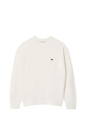 Lacoste Crewneck Knit Sweatshirt With Embroidered Logo - White