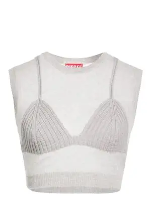 DIESEL® Diesel Sleeveless Cropped Knit Top Grey