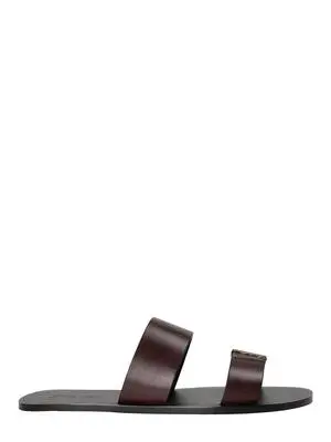 Saint Laurent Flat Sandals With Buckle Detailing - Black