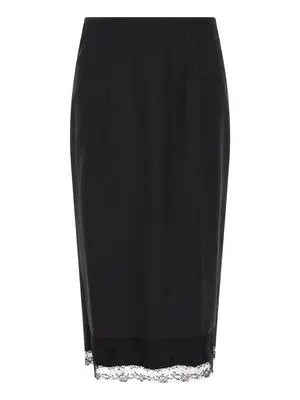 Ermanno Scervino Slim-fit Lace Hem Midi Skirt - Black