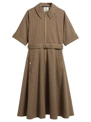 Barbour Plaid Cotton Shirt Dress With Belt - Brown