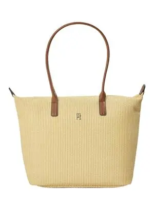 Tommy Hilfiger Raffia Tote Bag With Logo Detail - Nude