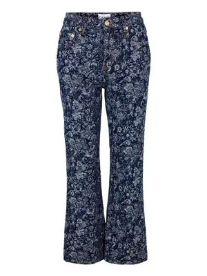 GANNI Ganni Floral Print Denim Jeans Black