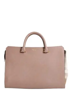 BURBERRY Burberry Two-Tone Pebbled Leather Tote Bag